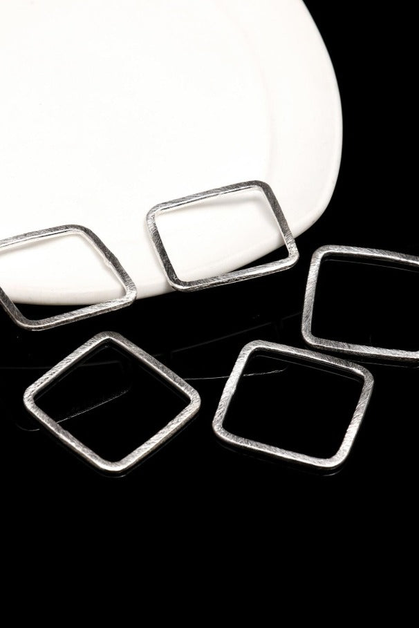 Silver Coated Brass Outline 24MM Square Blank – Victorygemsandbeads